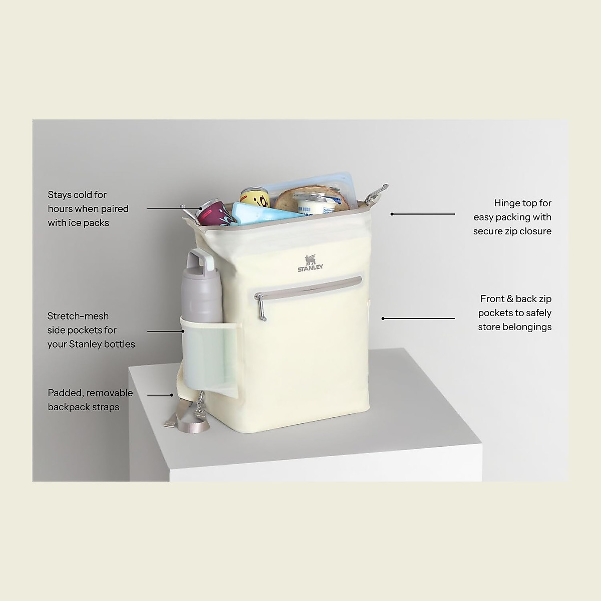 Stanley All Day Madeleine Midi Backpack Soft Cooler 14.8 qt | 20 Can Cooler with Handle and Shoulder Straps | 24 Hour Cooling | Insulated Travel Bag with Zipper | BPA-Free | Lilac