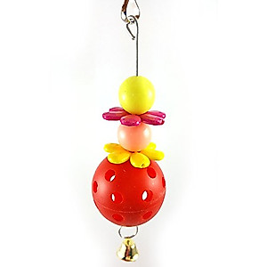 Gilroy Parrot Hanging Ornaments Ball Bell Flower Design Bite Toy Chew Swing Bird Tool, Random Color