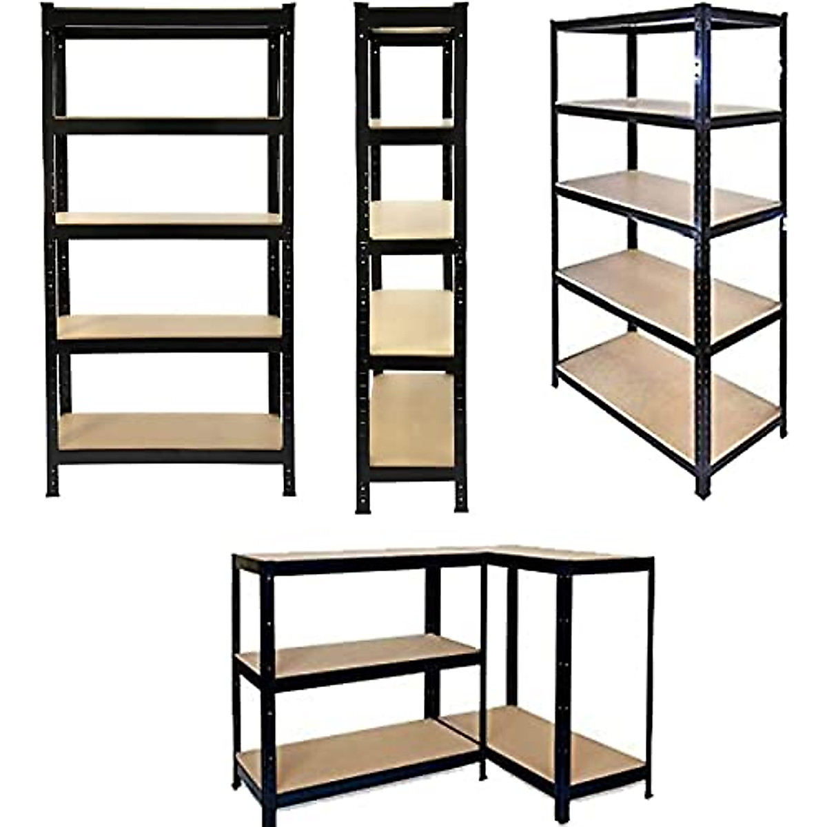 5 Tiers Storage Rack Heavy Duty Shelf Steel Shelving Unit 1929lbs High Weight Capacity Adjustable Garage Shelves for Garage, Kitchen, Pantry, Laundry, Office - 29.53" W x 11.81" D x 66.93" H, Black