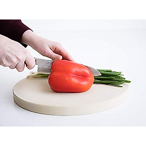 NoTrax 16" Round x 1" Sani-Tuff T45 Natural Rubber Cutting Board, Non-Skid Professional-Grade, Made in USA, T45S4R16BF