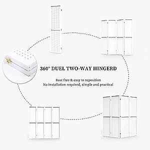 DURASPACE 4 Panel Room Divider 5.6 FT Pegboard Display Folding Wood Privacy Screen Pegboard Stand Organizer for Jewelry, Craft, Cloth, Art Display (White)