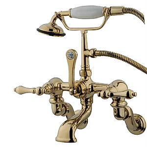 Bestway Store Elements of Design DT4572AL Hot Springs Wall Mount Clawfoot Tub Filler with Hand Shower, Polished Brass