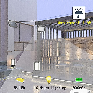 Eupterosaur Solar Lights Outdoor with Motion Detection 120°PIR Angle Solar Wall Light Outside 56 LED Security Flood Lights IP65 Waterproof for Yard Lawn Patio Barn Garden Pathway Balcony