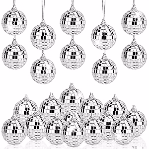 24Pcs Mini Disco Ball Party Decorations - Silver Mini Plastic Ornaments Small Disco Balls Valentines Tree Decorations for Wedding - 2" for Disco Party Decorations Holiday Tree Wedding Party Festival