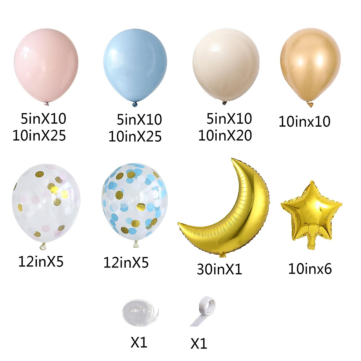 Twinkle Twinkle Little Star Party Decorations,127Pcs Dusty Pink Misty Blue Metallic Gold Balloon Arch Garland Kit for Baby Shower Gender Reveal Boy or Girl Birthday Party Decorations