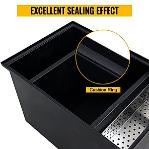 Hasopy Commercial Grease Interceptor, 40 LBS Capacity, Under Sink Grease Trap with 20 GPM Flow Rate, Coated Carbon Steel Grease Interceptor with Side Water Inlet, for Restaurant Factory Kitchen, Black