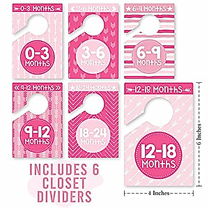 6 Baby Closet Size Dividers Baby Girl - Pink Baby Closet Dividers by Month, Baby Closet Organizer for Nursery Organization, Baby Essentials for Newborn Essentials Baby Girl, Nursery Closet Dividers