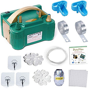 PartyWoo 110V 600W Electric Balloon Pump, Portable Balloon Inflator, Dual Nozzle Air Pump for Balloon Garland