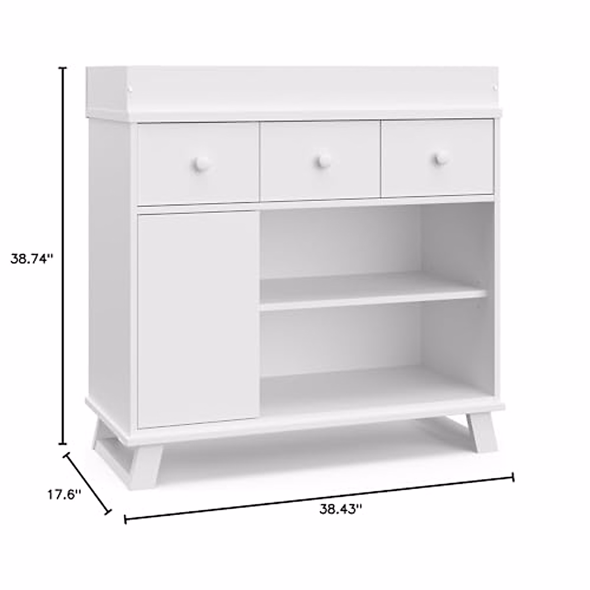 Storkcraft Modern Nursery Changing Table Dresser (White with White) – GREENGUARD Gold Certified, Baby Dresser With Changing Table Top, Dresser for Nursery, Changing Table With Drawers