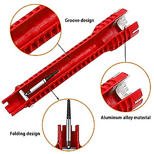 Faucet and Sink Installer,Multi-purpose Wrench (Nuts/Shut off valves/Strainer Baskets/Line&Faucet Nuts) for Toilet Bowl/Sink/Bathroom/Kitchen Plumbing-with 40 Washer Gasket and 2 Thread Seal Tape