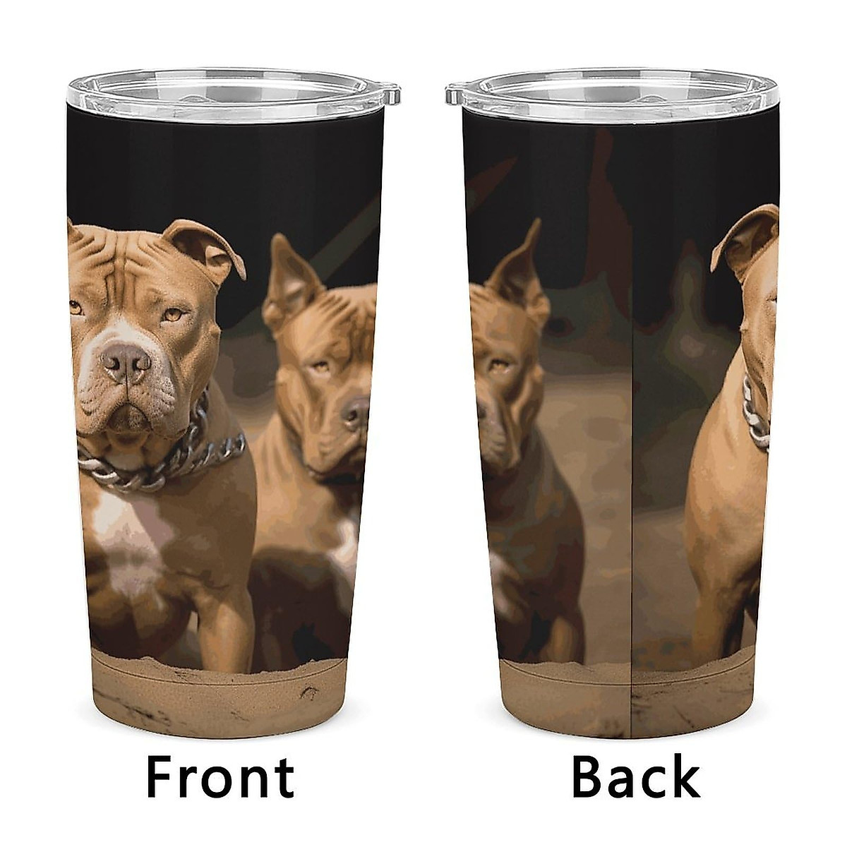 Stainless Steel Insulated Travel Mug with Lid Spill Proof Car Tumbler Cup Pitbull Dogs Printed Camping Cups for Coffee Tea Thermos Keeps