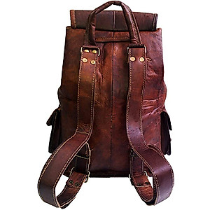 18" Brown Leather Backpack Vintage Rucksack Laptop Bag Water Resistant Casual Daypack College Bookbag Comfortable Lightweight Travel Hiking/Picnic for Men