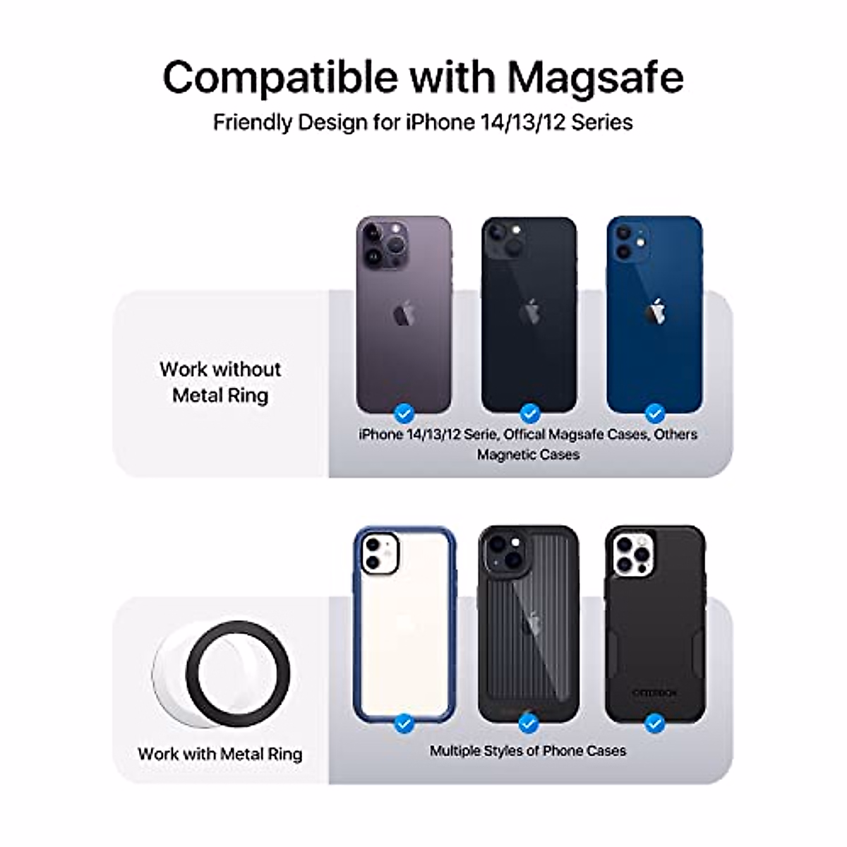 andobil Magnetic Rearview Mirror Phone Holder for Car [Strongest Magnet, Big Rear Mirrors Friendly] 360°Rotatable Magnetic Car Phone Mount, Compatible with iPhone 14 Pro Max, 14 Pro, Plus, 14, 13, 12