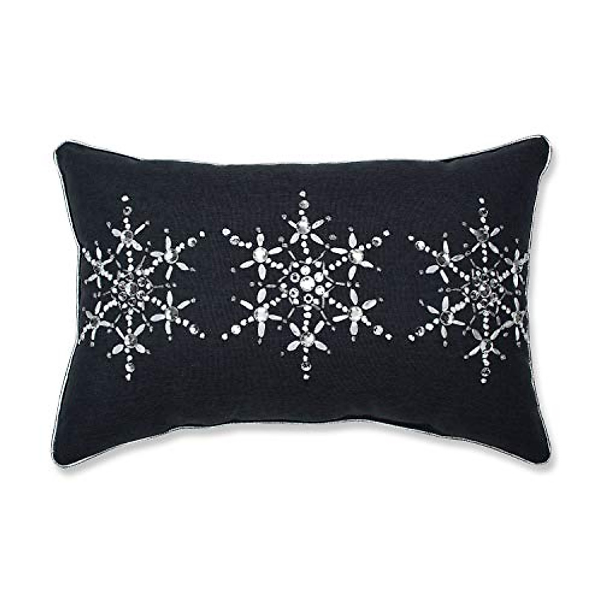 Pillow Perfect Jeweled Christmas Snowflake Decorative Lumbar Pillow, 1 Count (Pack of 1), Grey