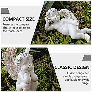 Toyvian 5pcs Decorative Angel Garden Stakes Miniature Resin Jupiter Angel Figurine Sculpture Small Memorial Statue for Potted Plants Fairy Garden Accessories