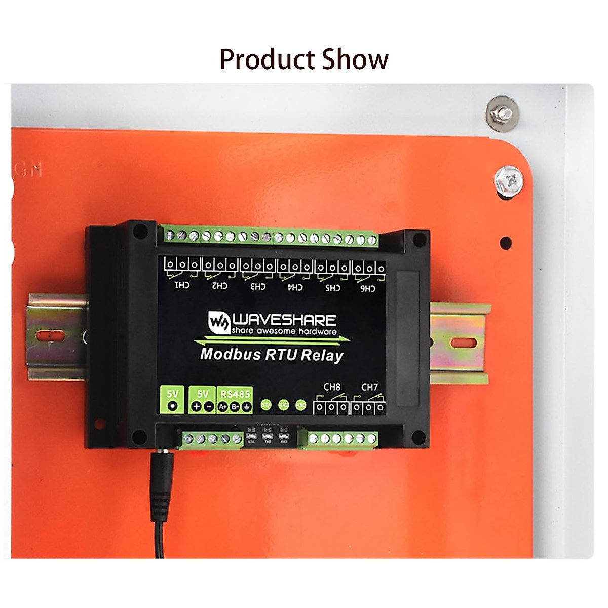 Waveshare Industrial Modbus RTU 8-Ch Relay Module with RS485 Bus, Multi Isolation Protection, 5V Voltage