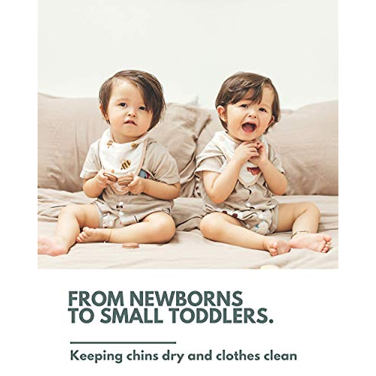 Nightingale Baby Bandana Bibs - Absorbent, Soft, Hypoallergenic Bamboo Muslin Drool Cloths - Cute Drooling Bibs for Boys and Girls (Bee/Fruit/Daisy)