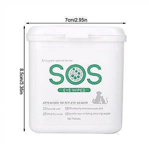 100Pcs Cat and Dog Eye Wash Wipes - 3.35 * 2.95in Pet Cleaning Grooming Deodorizing Wipes for Cat Dog Tear Stain Remover, Relief Allergies Symptoms, Runny, Dry Eyes
