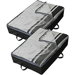 Simple Houseware 2 Pack Under Bed Storage Bin, Black