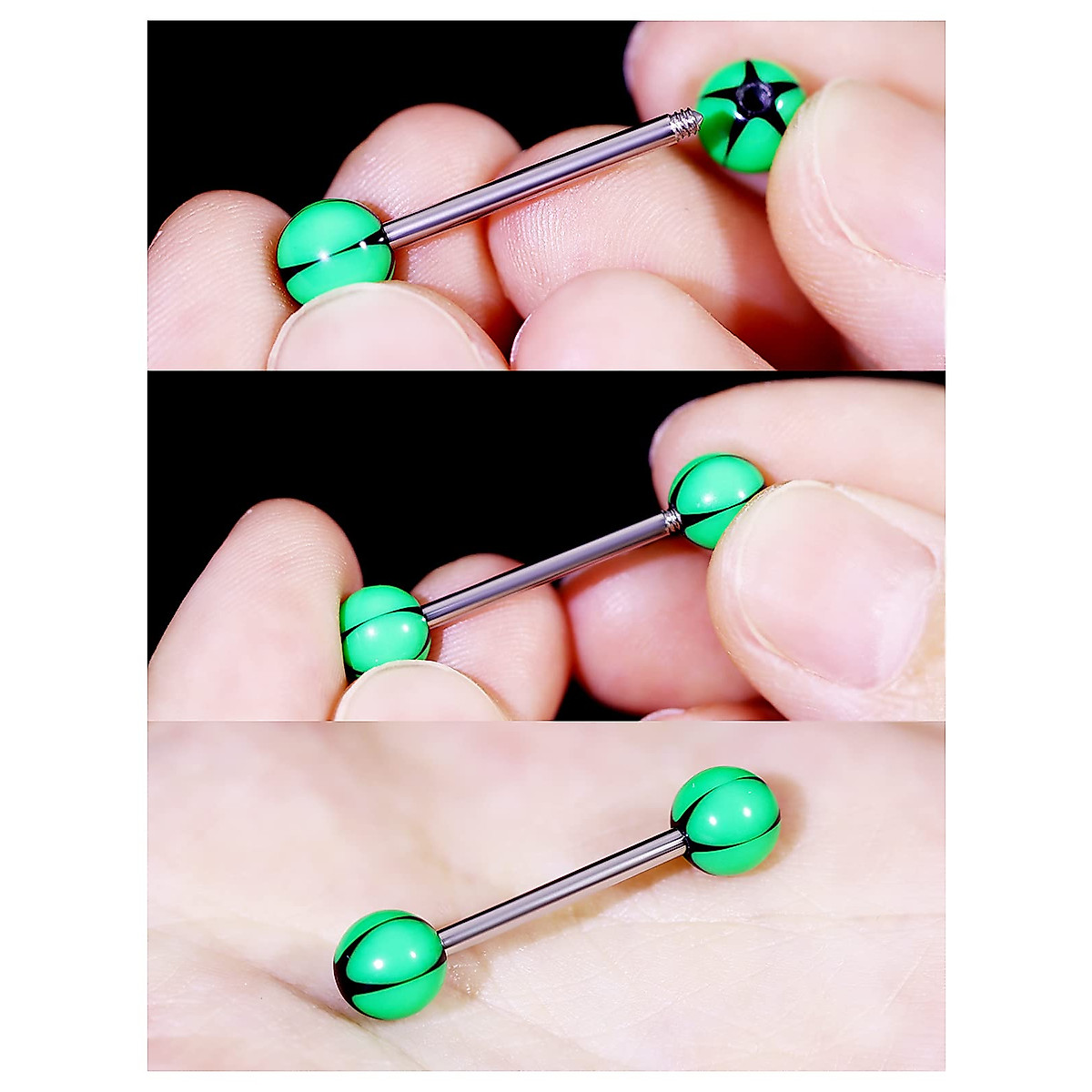 Heienngy 14g Tongue/ Nipple Rings 100pcs for Women Men Surgical Stainless Steel /Nipple Piercing Jewelry Plastic Metal 16MM Acrylic Straight Barbells Body Piercing Jewelry