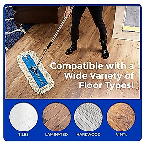 Nine Forty Industrial Strength Ultimate Cotton Floor Dust Mop Refill | Commercial Cleaner Mop Head Replacement (2-Pack, 18")