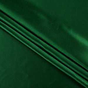 MDS Pack of 5 Yard Charmeuse Bridal Solid Satin Fabric for Wedding Dress Fashion Crafts Costumes Decorations Silky Satin 44”- Green