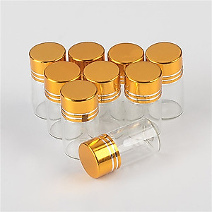 TAI DIAN 2ml Mini Glass Bottles Crafts Cute Bottles Aluminum Cover Empty Wishing Gift Bottles Jars Decorate 24 units (24, 2ml)