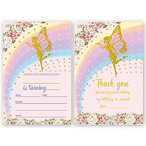 FujLoy Fairy Invitation, Fairy Birthday, Fairy birthday party, Fairy Birthday Decorations.（068）