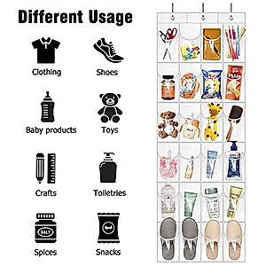 Bofoho Over The Door Shoe Organizer - Space Saving Shoe Rack for Closet Door with 24 Pockets and Hook,Shoe Holder Back of Door Organizers for Shoes (White)