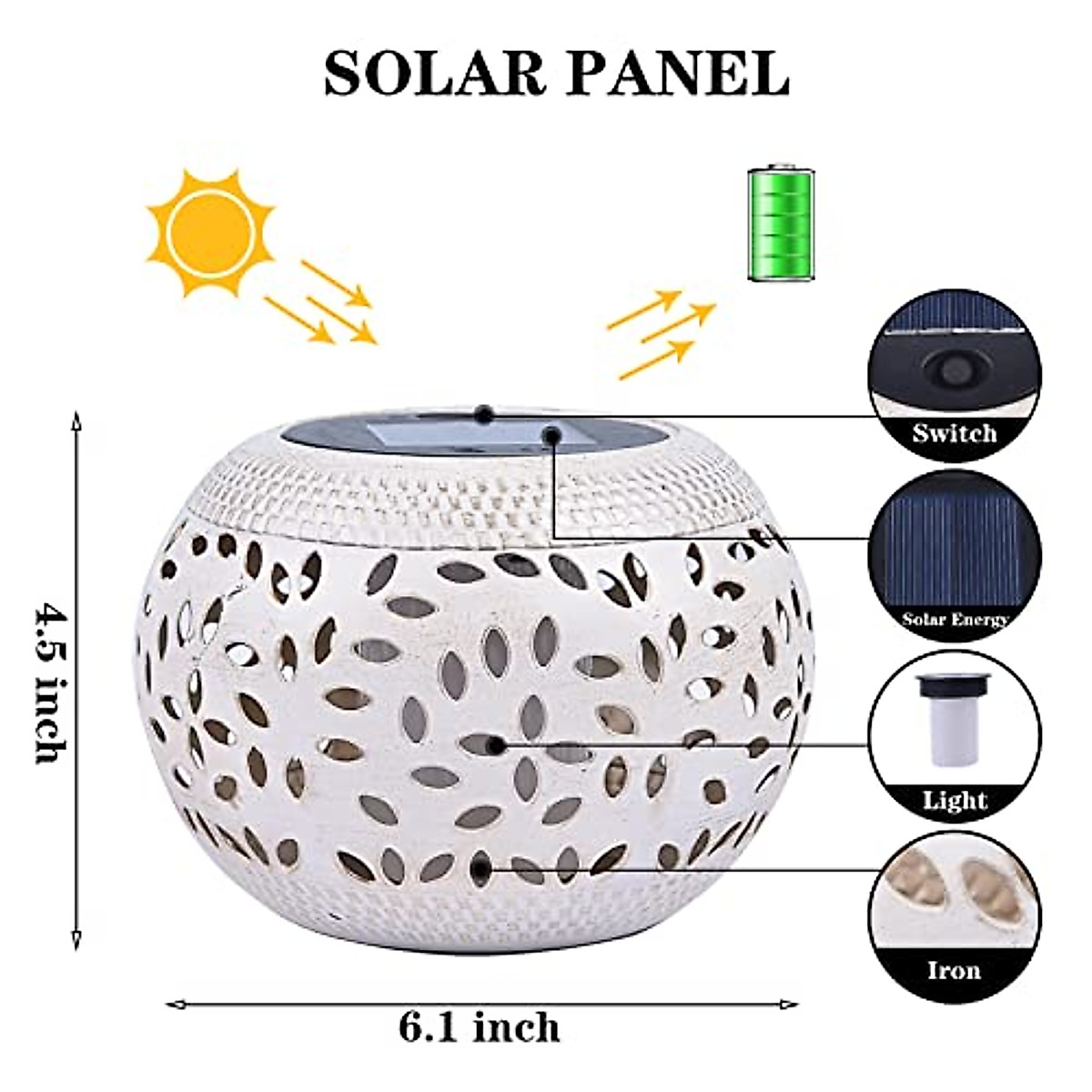 Solar Table Lights Outdoor Waterproof - Dancing Flickering Flame Lamp White Metal Tabletop Light Solar Powered Decorative Lighting Lantern for Desk Bedroom Patio Garden Pathway Yard (1 Pack)