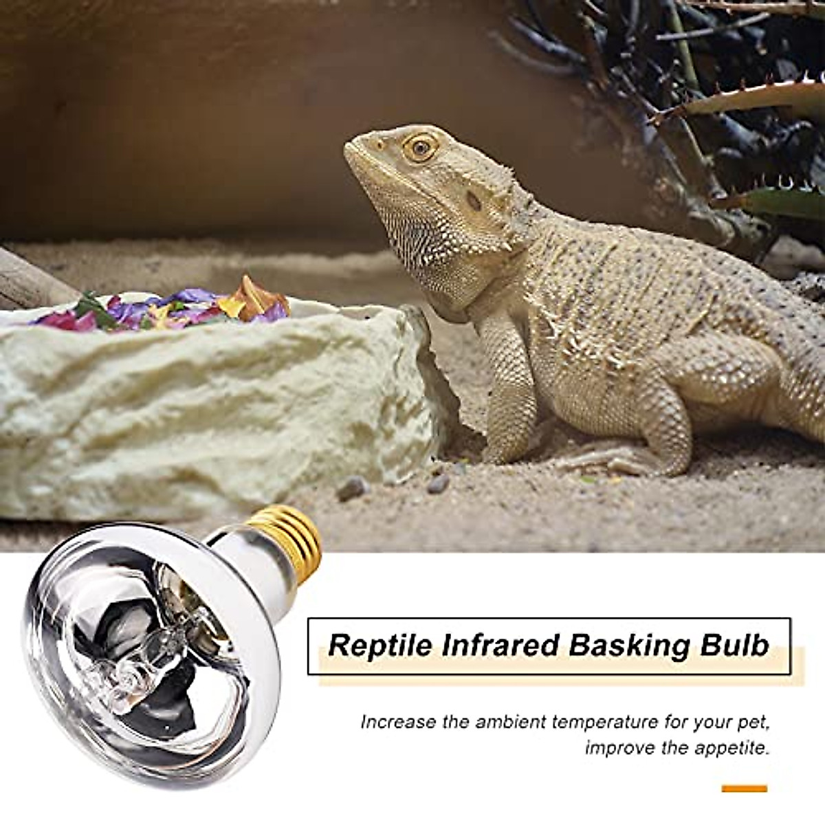 100W Reptile Heat Lamp Full Spectrum UVA Basking Spot Lamp Soft White Light Sun Lamp for Reptile and Amphibians,Tortoise Lizard,Bearded Dragon,Snake,2 Pack