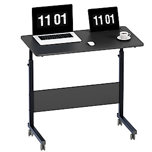 SogesPower 31.5 inches Mobile Laptop Desk with Slot Adjustable Side Table Computer Stand for Bed Sofa, Black