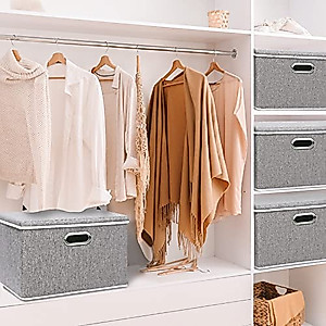 Yawinhe Collapsible Storage Box (1-Pack), 15x9.8x9.8in, Waterproof Storage Basket Bins, with Lids and 2 Handles, for Clothes, Closet Organizers and Storage Containers, Grey, USNK066GL-1