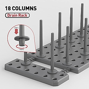 AEARY Pegboard Drawer Organizer for Kitchen Cabinet, Plate Organizers for Cabinets, Adjustable Cupboard Pegboard Tray, Dish Racks Bowl Drying Racks, Expandable Plate Holders Storage (2pcs, Grey)