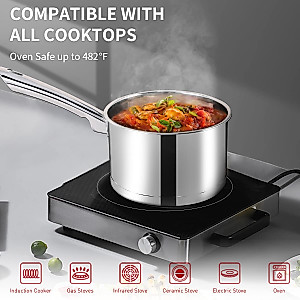 2.5 Quart Sauce Pan with Glass Lid, Stainless Steel Induction Saucepan with Lid 2.5 qt, Small Pot By Lio SHAAR, Compatible with All Heat Sources, Oven Dishwasher Safe …