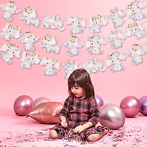Elephant Party Banner 3Pcs Elephant Birthday Banners Pink Elephant Baby Shower Decoration for Girl Floral Elephant Birthday Party Decoration Elephant Animals Themed Party Supplies