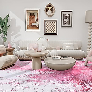 auruge 8x10 Area Rugs Abstract Living Room Rug Blush Pink Carpet Accent Rug Foldable Cozy & Fluffy Rugs with Anti-Slip Backing,Non Shedding & Machine Washable Area Rugs for Bedroom Dining Room Office