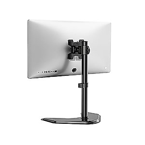 WALI Single Monitor Stand, Adjustable Monitor Stand for One Screen up to 32inch, Universal Freestanding Monitor Stand for hp acer lg Monitor with monting Holes 75 to 100mm (MF001),Black