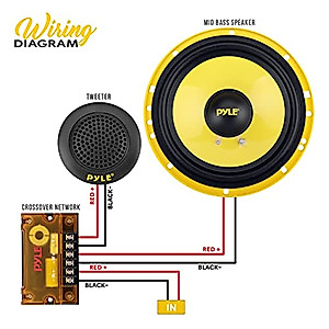 Pyle 2Way Custom Component Speaker System 6.5” 400 Watt Component with Electroplated Plastic Basket, Butyl Rubber Surround & 40 Oz Magnet Structure Wire Installation Hardware Set Included Pyle PLG6C,Yellow