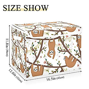 Tropical Sloths Storage Bins with Lids for Organizing Lidded Home Storage Bins with Handles Oxford Cloth Storage Cube Box for Car