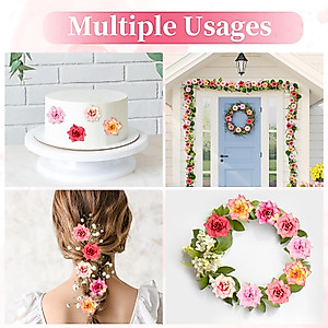 Whaline 120Pcs Faux Flowers Heads Pink Fake Silk Rose Head 1.8 Inch Mini Roses Artificial Silk Flower Head Artificial Craft Flowers Small Fabric Flowers for DIY Wreath Wedding Home Party Decor