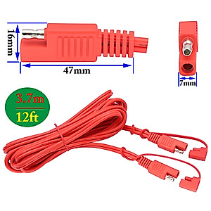 zdyCGTime SAE Power Automotive Extension Cable SAE to SAE Extension Cable 18 Gauge 2 Pin Wire Harness Heavy Duty DC Cord Quick Disconnect/Connect with Waterproof Cap18 AWG 12Ft/3.7m