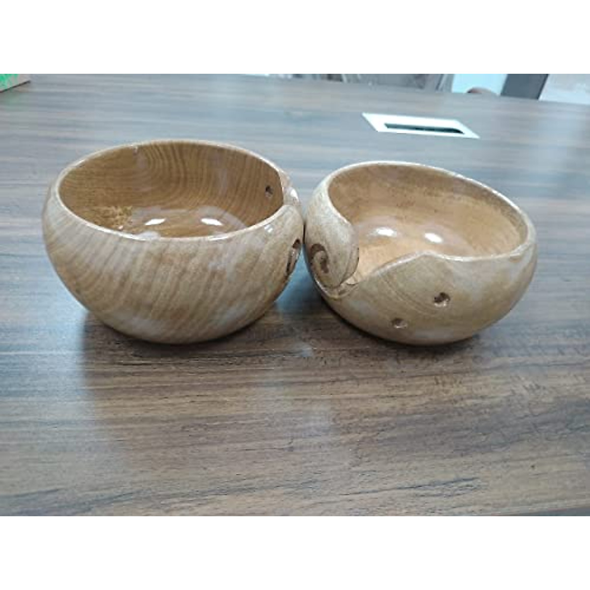 Decorative Yarn Bowl Weaving Supply Circular Yarn Storage Bowl Wooden for Knitting Crochet by SUFY Crafts (Small-6x6x3 Inch)