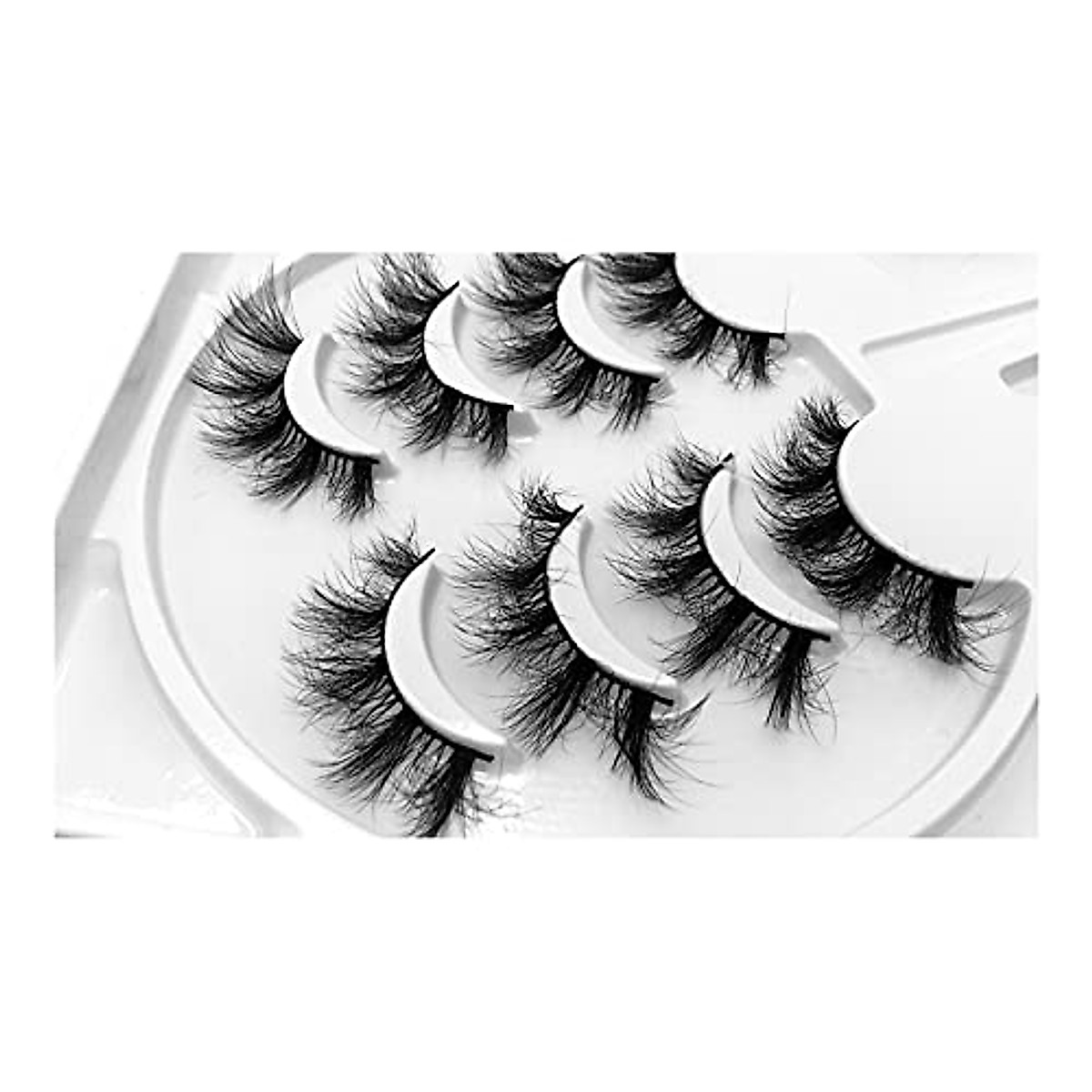 HBZGTLAD 7Pairs 3d Mink Dramatic Volume Lashes Bulk Faux Thick Long Wispy Natural Mink Lashes Pack Short Wholesales Natural False lashes (JO06)