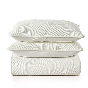 Peace nest 3 Piece Quilted Coverlet Set with Pillow Shams, All Season Bedspread Bed Cover King Size Lightweight, Ivory((106"X90")