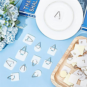 CRASPIRE 60 Pack Invisible Adhesive Plate Hanger Set Vertical Plate Holders for The Wall 3 Shape Square Round Adhesive Hanger Hooks for Plate Pictures Wall Art Decor