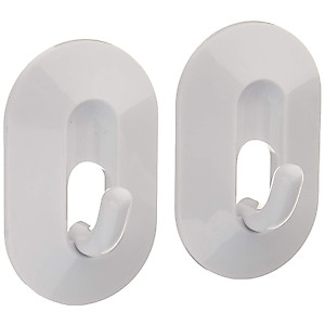 Spectrum Diversified Wall Mounted Magnetic Classic Hook for Fridge Hanging Keys Rings and More Storage, 2 Pack, White