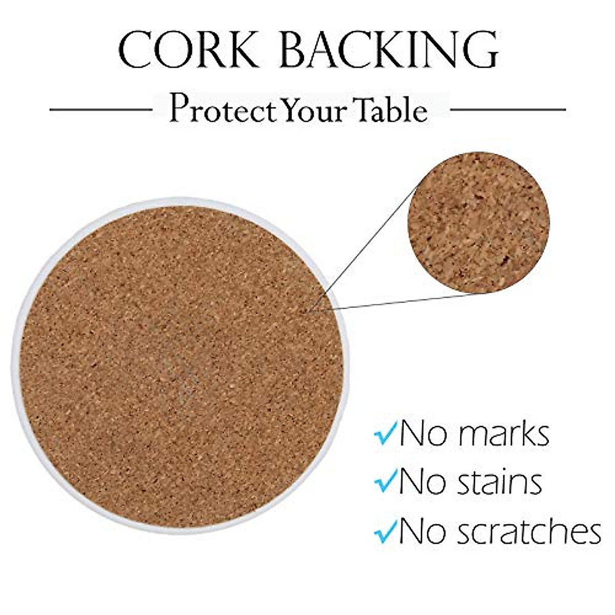 Drink Coasters Set of 6 with Holder, Lemon Absorbent Ceramic Coasters for Wooden Table, Rustic Coasters Cork Base New Home Decor House Warming Gift