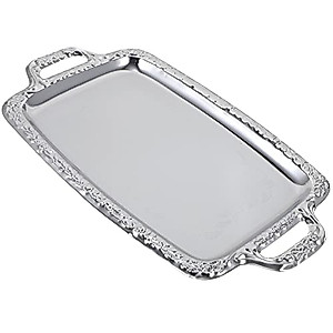 Cabilock Elegant Rectangular Silver Tray Mirrored Tray for Whiskey Decanter Candlesticks Vanity Perfume Tray and Snack Bread Breakfast Fruit Serving Tray Dish