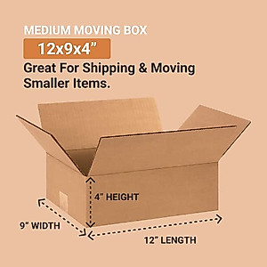 AVIDITI Shipping Boxes Flat 12"L x 9"W x 4"H, 25-Pack | Corrugated Cardboard Box for Packing, Moving and Storage